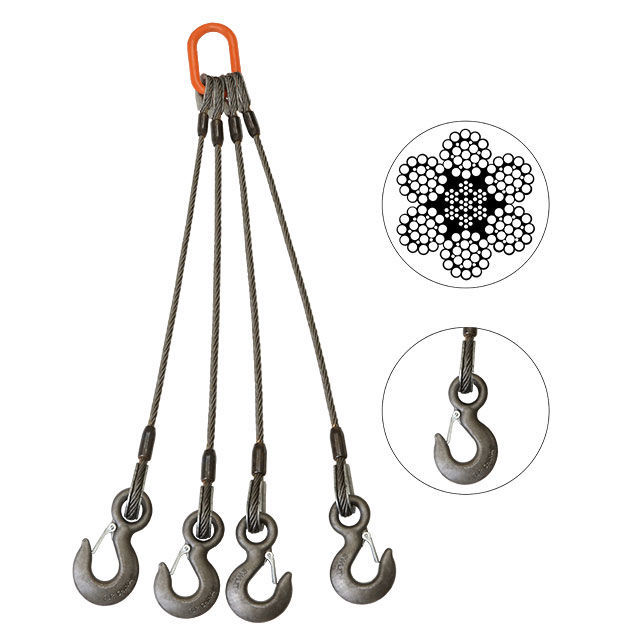 Light Weight Wire Rope Bridle Slings , Hoisting Wire Rope And Sling ...