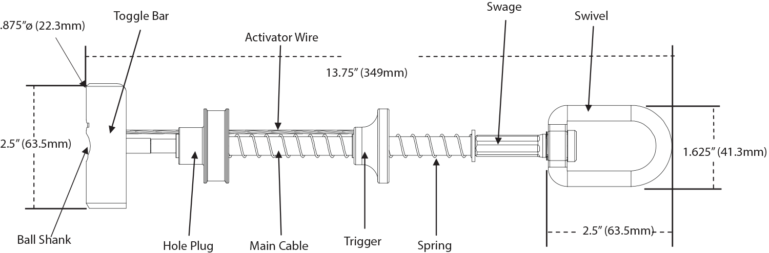 7/8 Inch Wire Rope Assemblies For Precast Concrete Toggle Lok Anchor