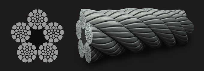 Synthetic Fiber Core Wire Rope , Galvanized Steel Wire 1960MPA Tensile ...