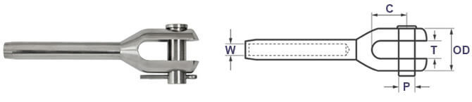 Fork Tensioner Steel Wire Rope Assemblies 1 X 19 Strand Wire Rope