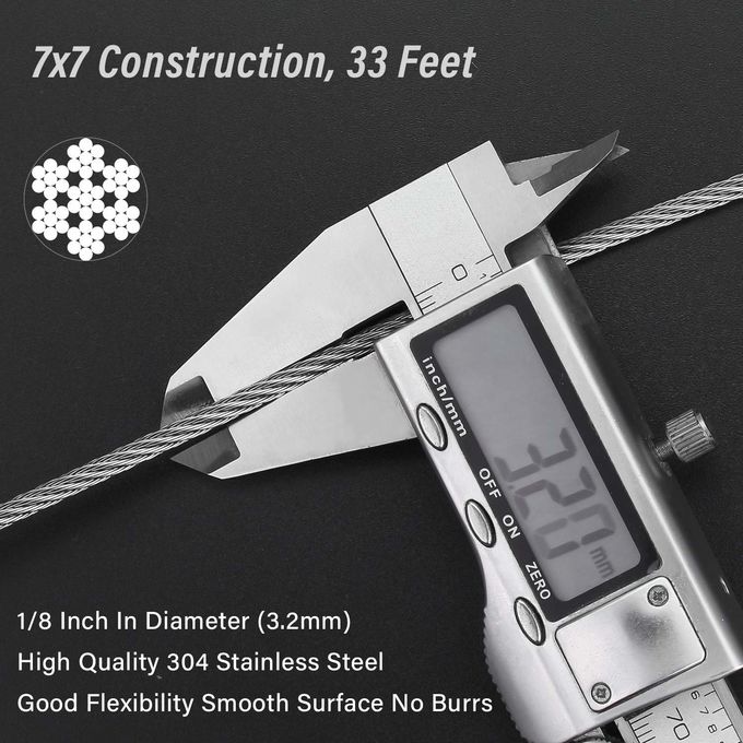 Cable Railing Kits 316 Stainless Steel Wire Rope & Fittings Includes 1/ ...