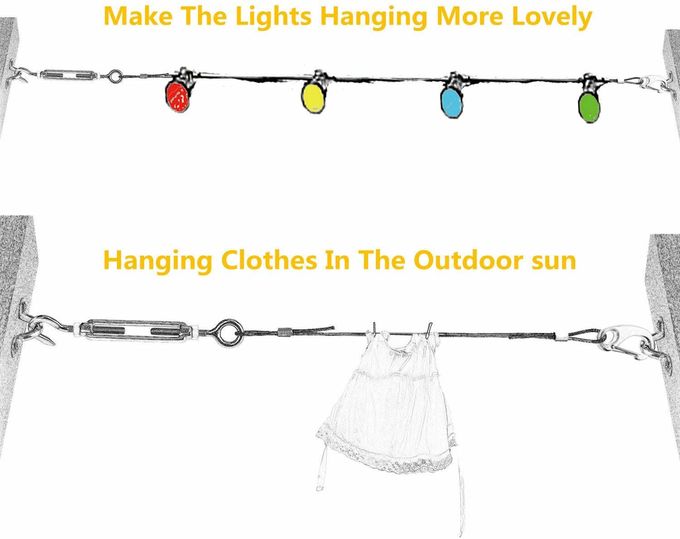 Outdoor Light Guide Wire Rope Assemblies With Turnbuckles And Hooks 110 ...